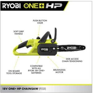 Ryobi ONE+ 10 in. HP 18V Brushless Lithium-Ion Electric Cordless Battery Chainsaw - 4.0 Ah Battery and Charger Included