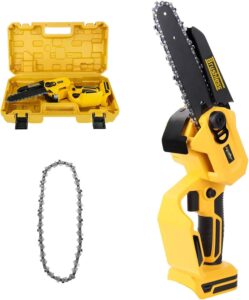 mellif cordless power chainsaw for dewalt 20v max battery (battery not included) 6-inch hand-held mini pruning saw with brushless motor & replacement chain for wood cutting | tree trimming | camping