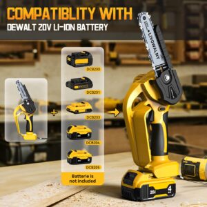 Mini chainsaw for DeWalt 20V battery: cordless electric chain saw - handheld 6 inch pruning tool（no battery）