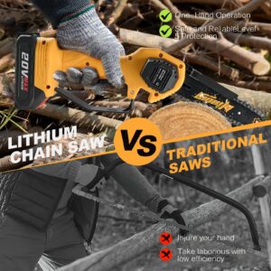 Mini Chainsaw 6-Inch with 2 Battery Mini Electric Chain Saws Cordless Handheld Portable Small Chainsaw for Wood Cutting