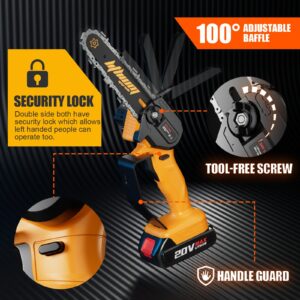 Mini Chainsaw 6-Inch with 2 Battery Mini Electric Chain Saws Cordless Handheld Portable Small Chainsaw for Wood Cutting