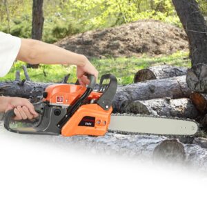 Gas Chainsaw 58CC Power Chain Saw 20 Inch Guide Board Chain Saws Handheld Cordless Petrol Chain Saws for Trees Gas Powered Farm, Ranch & Garden Tools (Orange)