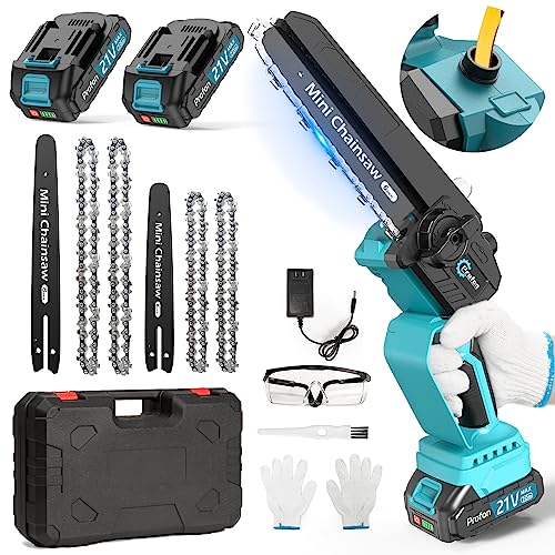 Mini Chainsaw Cordless 8 inch & 6 inch, 2023 Upgraded Brushless Mini Chainsaw with Auto Oiler, 2*2.0Ah Batteries Mini Electric Chainsaw, Portable Handheld Small Chainsaw for Garden Courtyard Cutting