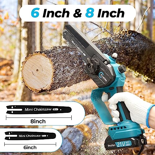 Mini Chainsaw Cordless 8 inch & 6 inch, 2023 Upgraded Brushless Mini Chainsaw with Auto Oiler, 2*2.0Ah Batteries Mini Electric Chainsaw, Portable Handheld Small Chainsaw for Garden Courtyard Cutting