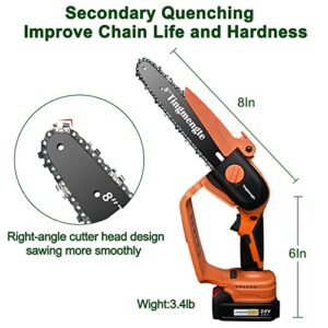 Mini Chainsaw 8 Inch, Cordless Mini Chainsaw Battery Powered with 24V 10000mAh Rechargeable Battery, 3.4Lb One-Hand Use Electric Chainsaw, Handheld Chainsaw for Tree Trimming Wood Cutting