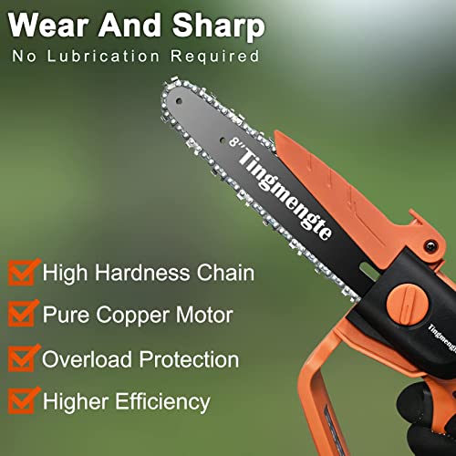 Mini Chainsaw 8 Inch, Cordless Mini Chainsaw Battery Powered with 24V 10000mAh Rechargeable Battery, 3.4Lb One-Hand Use Electric Chainsaw, Handheld Chainsaw for Tree Trimming Wood Cutting