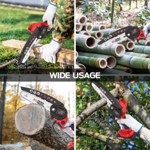 Mini Chainsaw, 6-Inch Electric Chainsaw Cordless, 2024 Upgraded Portable Handheld Small Chain saw for Wood Cutting, Tree Trimming, Courtyard, Household, and Garden (Includes 2 Batteries and 3 Chains)