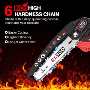 Mini Chainsaw, 6-Inch Electric Chainsaw Cordless, 2024 Upgraded Portable Handheld Small Chain saw for Wood Cutting, Tree Trimming, Courtyard, Household, and Garden (Includes 2 Batteries and 3 Chains)