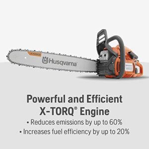 Husqvarna 450 Rancher 20 Inch Gas Chainsaw, 50.2-cc 3.2-HP, 2-Cycle X-Torq Engine, For Tree Pruning, Yard Cleanups and Firewood Cutting