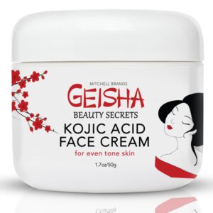 omic geisha kojic acid cream - 1.7 fl oz / 50 ml - skin brightening cream for face, body, hands - with glycolic acid