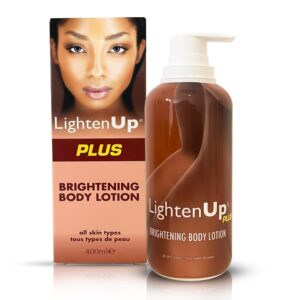 lightenup, skin brightening lotion - 13.5 fl oz / 400ml - moisturizing, hydrating body lotion for body, knees, elbows, hands, underarms, with jamaican castor oil and shea butter