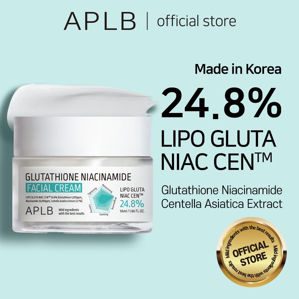 APLB Glutathione Niacinamide Facial Cream | LIPO GLUTA NIAC CEN™ 24.8% 1.86 FL.OZ/Korean Skincare, Deep hydration, Niacinamide, Improve skin elasticity, Improve skin texture