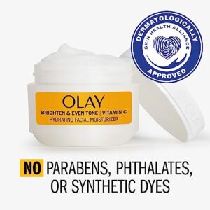 Olay Bright & Even Vitamin C with Lactic Acid Face Moisturizer, 2 oz Lightweight Brightening Face Cream for Uneven Skin Tone, Recyclable Eco Jar Packaging, Value Size