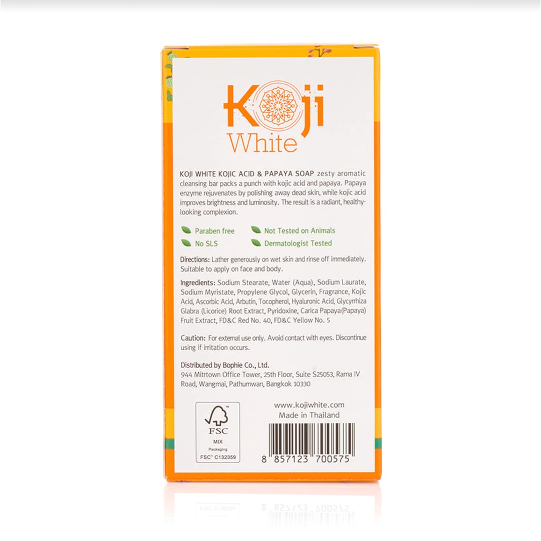 Koji White Kojic Acid Skin Brighten & Glowing Soap, Gift Set for Women with Kojic Acid, Papaya, Glutathione, Vitamin C, Collagen, Hyaluronic for Hydrating Facial & Body, Vegan Soap, 2.8 Oz (6 Bars)