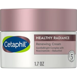 cetaphil face cream, healthy radiance renewing cream, visbily reduces look of dark spots, brightening lotion, designed for sensitive skin, hypoallergenic, fragrance free, 1.7oz