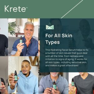 KRETE 30-Seconds Hydrating Facial Serum for Men - Helps with the Appearance of Aging, Wrinkles, Eye Bags, & Redness - Moisturize, Smooth, Hydrate, & Protect Your Skin - Oil-Free, All Skin Types