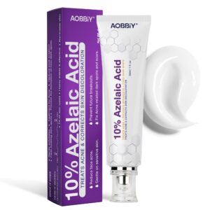 aobbiy azelaic acid 10% acne treatment cream, redness relief for face, redness reducing skin care, prevent acne breakouts, balance excess sebum, ease pimple clarify skin soothe irritation,1 oz