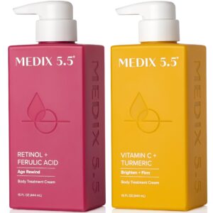 medix 5.5 retinol body cream + vitamin c lotion anti aging wrinkles,sagging skin,crepey skin,vitamin c cream brightens & hydrates dry skin,bundle(body butter),2 items,1.8 pounds