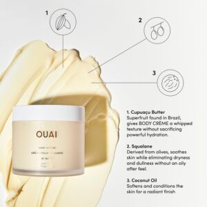 OUAI Body Cream, St. Barts - Hydrating Whipped Body Cream with Cupuaçu Butter, Coconut Oil and Squalane - Softens Skin and Delivers Healthy-Looking Glow - Sulfate-Free Skin Care - 7.5 Oz