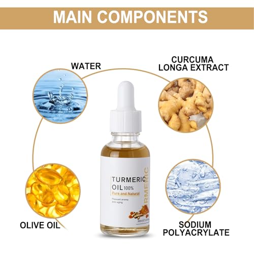 2 Pack Turmeric Dark Spot Corrector Serum Oil, Turmeric Repair Face Serum, Natural Turmeric Bright Skin Dark Spot Skin Care Moisturizing Repair Serum, Turmeric Oil for Face Dark Spots(30ml)