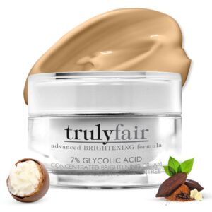 truly fair 7% glycolic acid concentrated brightening cream for women - night cream - shea butter - amino acids - paraben -free - 1.7 oz