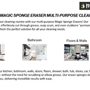 MinnYaso Magic Sponge Cleaning Eraser 3.94" x 2.36" x 0.79" | Multi-Purpose Household Cleaning | Magic Sponge Cleaning Eraser for Kitchen, Bathroom, Sink, Doors, Floors, Baseboard, Walls | 50 Pack