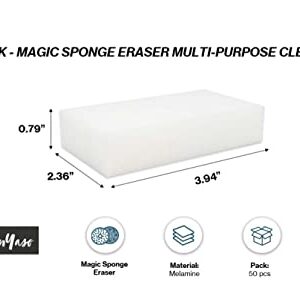 MinnYaso Magic Sponge Cleaning Eraser 3.94" x 2.36" x 0.79" | Multi-Purpose Household Cleaning | Magic Sponge Cleaning Eraser for Kitchen, Bathroom, Sink, Doors, Floors, Baseboard, Walls | 50 Pack