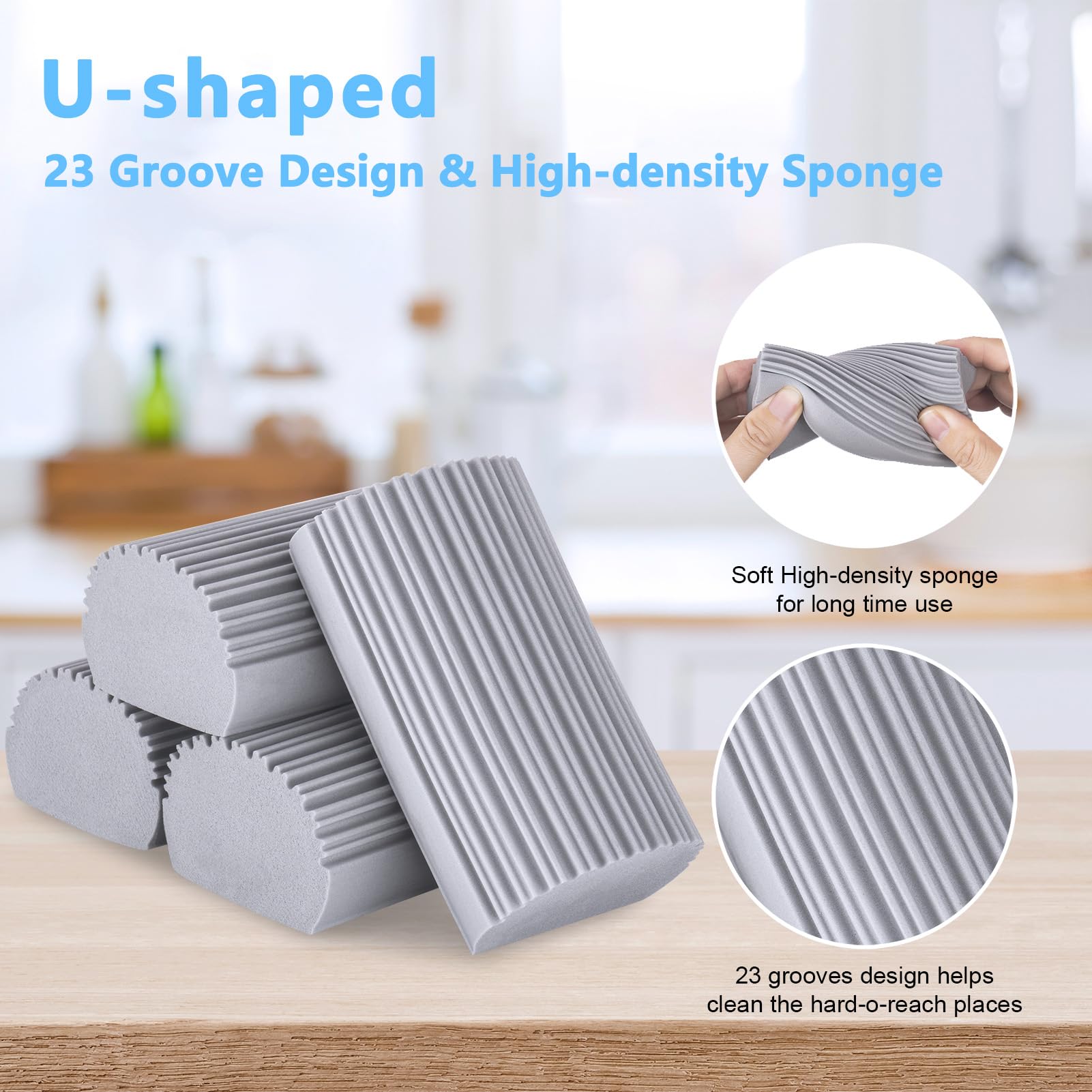 YFUIF 4 Pack Damp Clean Duster Sponge, Magic Sponge Eraser for Household Cleaning, Reusable Dusters Cleaning Supplies for Housekeeping, Dish, Blinds, Glass, Baseboards,Window Track Grooves and Faucets