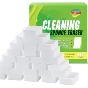 cleaning sponge eraser, 100pack eraser sponges foam, melamine sponge erasers dish scrubber, extra sturdy mister clean pads cleaner for kitchen, bathroom, furniture, wall, floor, wash supplies