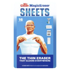 mr. clean magic eraser cleaning sheets, the power of a magic eraser in a thin, flexible, disposable sheet, 16 count