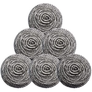 gueicn stainless steel scrubber scrubbing scouring pad magic eraser sponges clean pot pan and broiler rack steel wool for kitchen bathroom (6pcs metal scrubber)