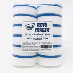 rotoeraser refill pack of 12 | drill powered magic cleaning eraser sponges | high density melamine scrubber pads for the bathroom, kitchen, floors, baseboards, grout, magic marker, walls & more