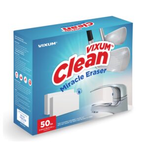 vixum clean miracle eraser original cleaning pads, white, shoe, kitchen, bathroom and shower cleaner, 50 count