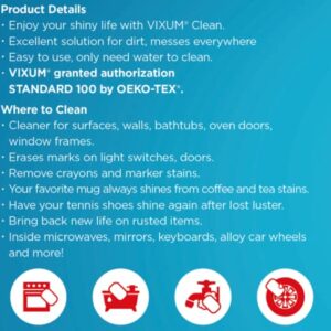 VIXUM CLEAN Miracle Eraser Original Cleaning Pads, White, Shoe, Kitchen, Bathroom and Shower Cleaner, 50 Count