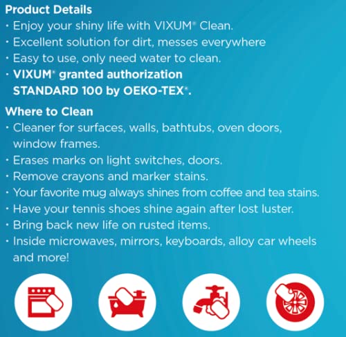 VIXUM CLEAN Miracle Eraser Original Cleaning Pads, White, Shoe, Kitchen, Bathroom and Shower Cleaner, 50 Count