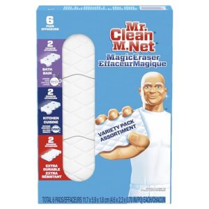 mr clean magic eraser variety pack assortment cleaning pads, 6 count