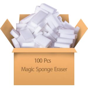 100 pcs magic sponge eraser shoxil, melamine foam extra large cleaning pads for household cleaning kitchen dish car shoes sponges