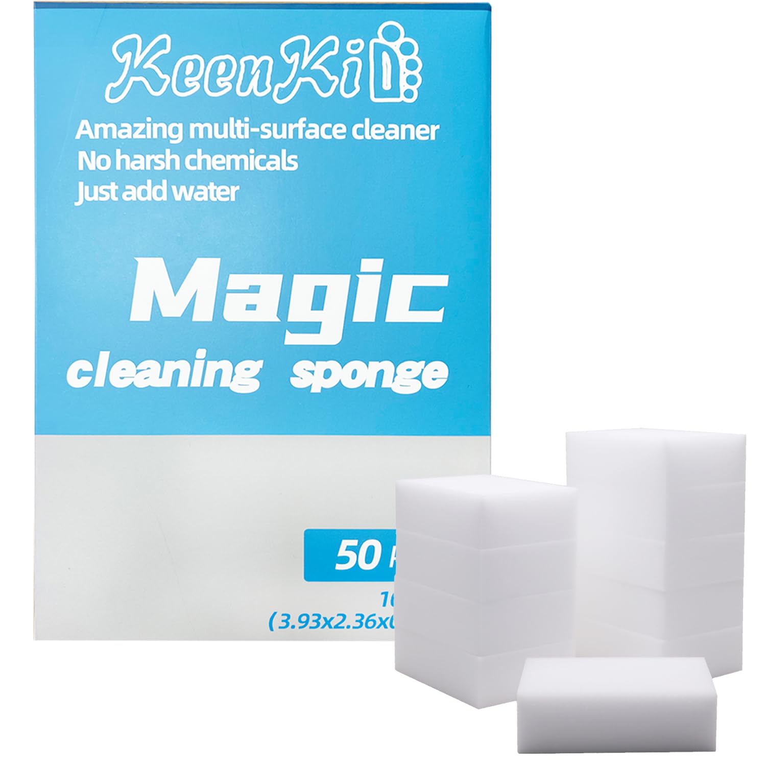 KeenKiD 50 Pcs/lot Magic Sponges Cleaning Eraser Melamine Sponge Foam Pads,Multi-Functional Household Cleaning Kitchen Dish Sponge 100x60x20mm (50)