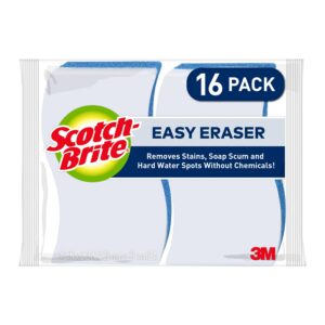 scotch-brite easy erasing pad, removes stains, smudges & scuffs from walls, shoes, sinks & more, 16 eraser pads total