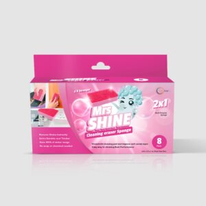 mrs shine, 4 x stronger, magic eraser sponge, 8-pack,cleaning sponge, multi-purpose power scrub, household cleaning, cleaning pad office & industries. boat scuff eraser, esponja, cleaning brush, bath