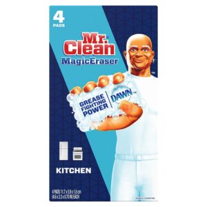 mr. clean magic eraser kitchen white scouring pad, 4/pack (51107)