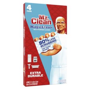 mr. clean magic eraser extra durable scrubber & cleaning sponge, 4 count (pack of 1)