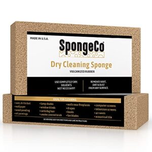 spongeco - dry cleaning soot eraser sponge - pet hair, smoke, soot, dust and dirt remover - 3x6x1.5 (single sponge) all natural latex rubber, made in the usa