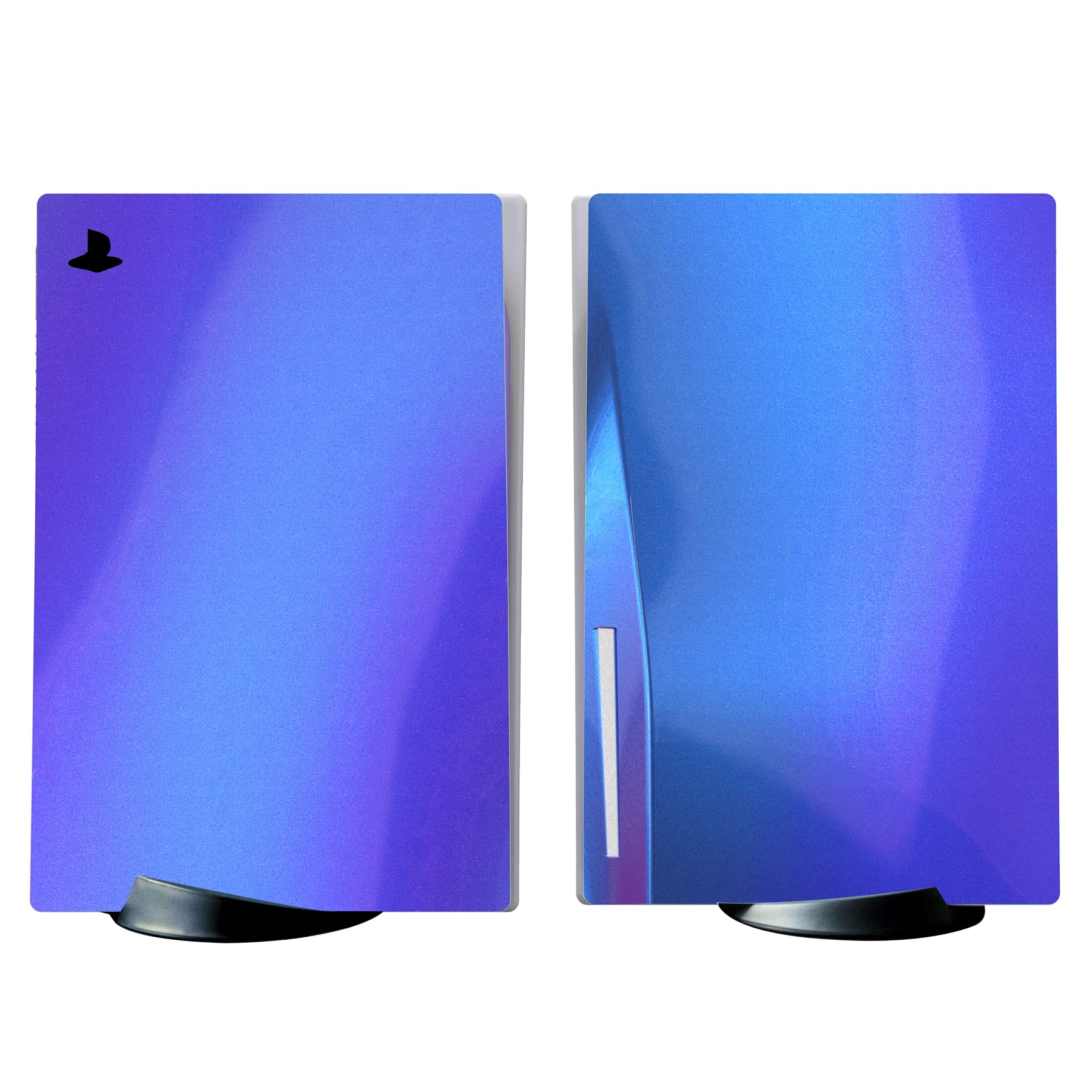 PlayVital Chrome Purple Blue Glossy Full Set Skin Decal for ps5 Console Disc Edition, Sticker for ps5 Vinyl Decal Cover for ps5 Controller & Charging Station & Headset & Media Remote