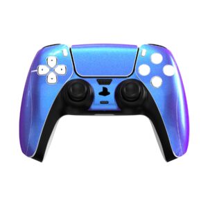 PlayVital Chrome Purple Blue Glossy Full Set Skin Decal for ps5 Console Disc Edition, Sticker for ps5 Vinyl Decal Cover for ps5 Controller & Charging Station & Headset & Media Remote