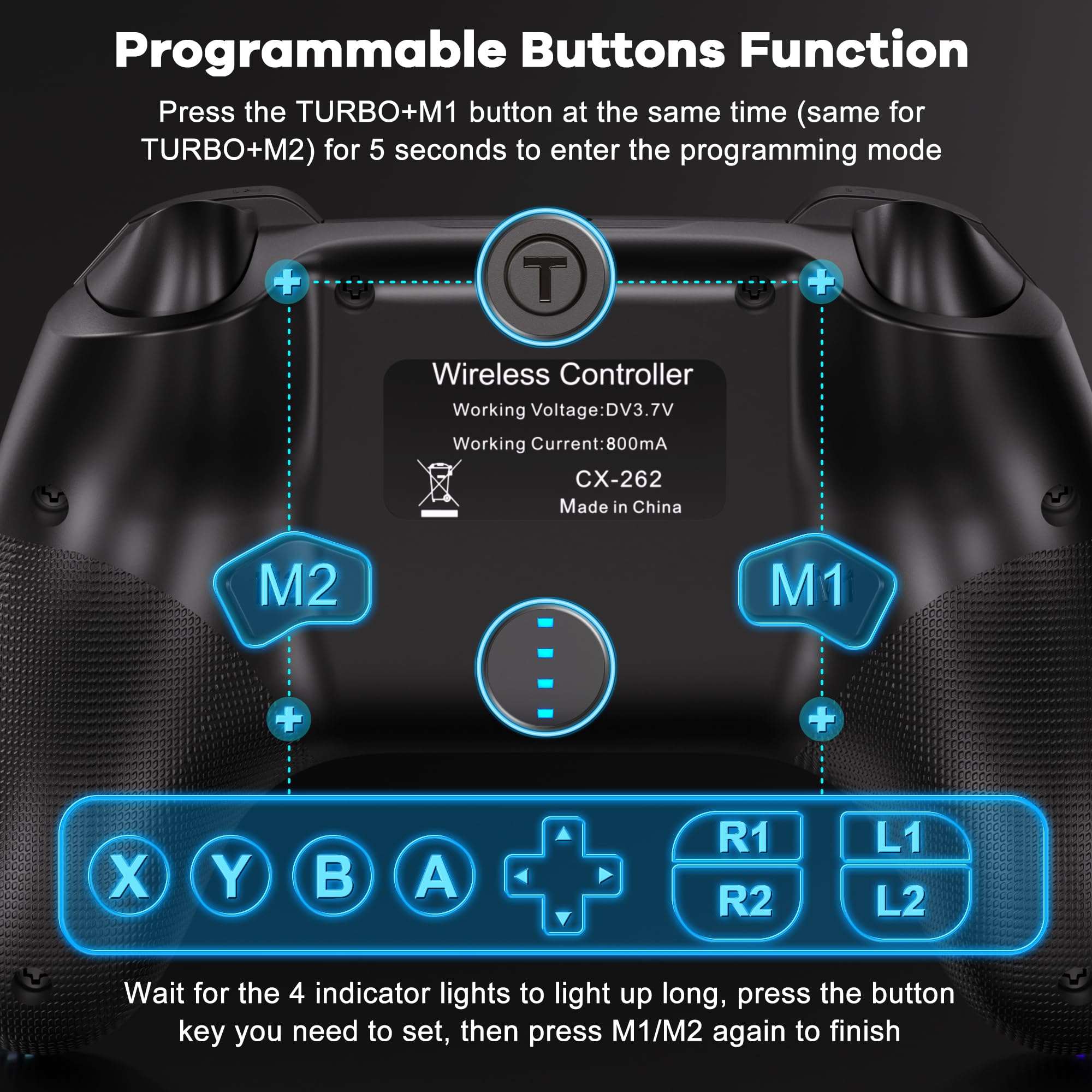 SWANPOW Switch Controllers Compatible with Switch/Lite/OLED, Wireless Switch Pro Controller with Full RGB Line Breathing LED, Programmable, 6-Axis, Adjustable Turbo, 4-Speed Dual Vibration, Wake Up