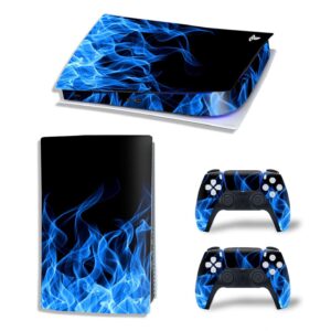 ps5 skin digital edition console and controller, ps5 stickers vinyl decals for playstation 5 console and controllers, digital edition (flame)