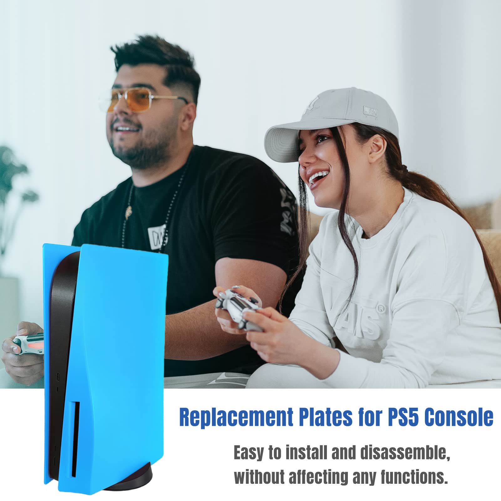 Disc Edition Face Plates Cover Skins Shell Panels for PS5 Console, Accessories for Playstation 5 Protective Replacement Faceplates Dustproof Anti-Scratch (Starlight Blue)