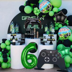 6Pcs Video Game Balloons, Video Game Controller Birthday Number Mylar Foil Balloon, Video Game Party Supplies Game On Birthday Decorations (6th)