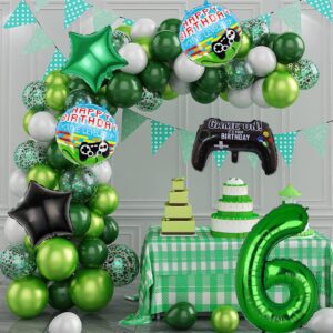 6Pcs Video Game Balloons, Video Game Controller Birthday Number Mylar Foil Balloon, Video Game Party Supplies Game On Birthday Decorations (6th)